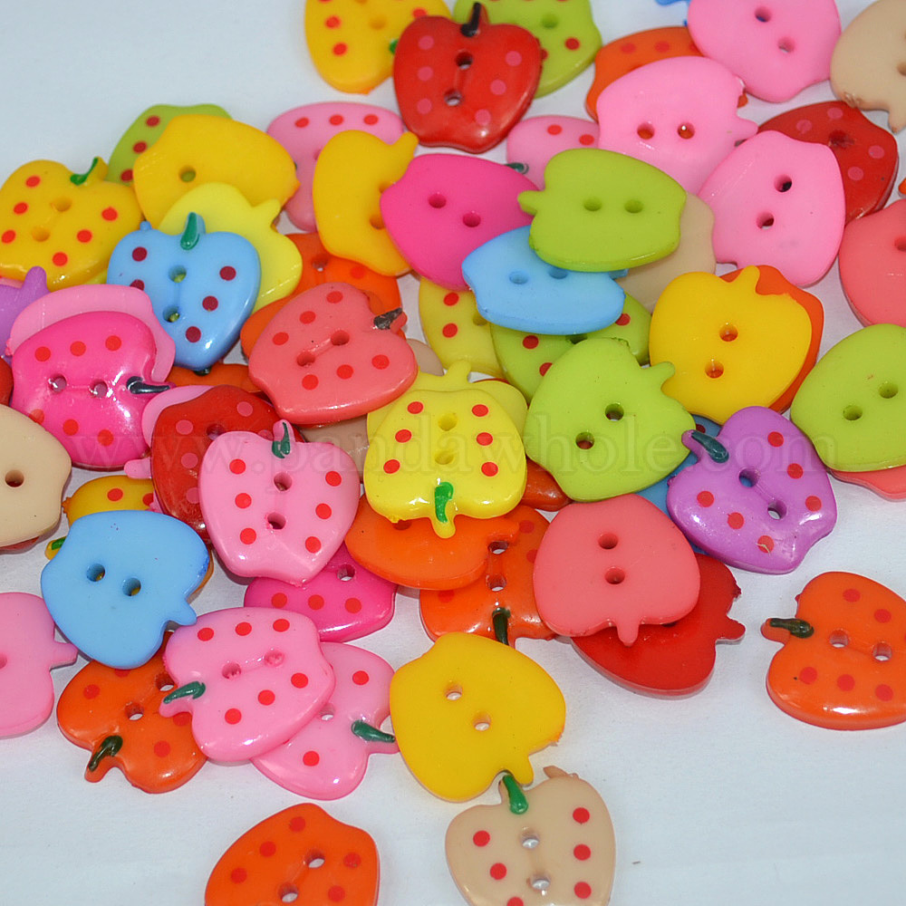 China Factory Multicolored Apple Shape Buttons, ABS Plastic Button 23mm ...