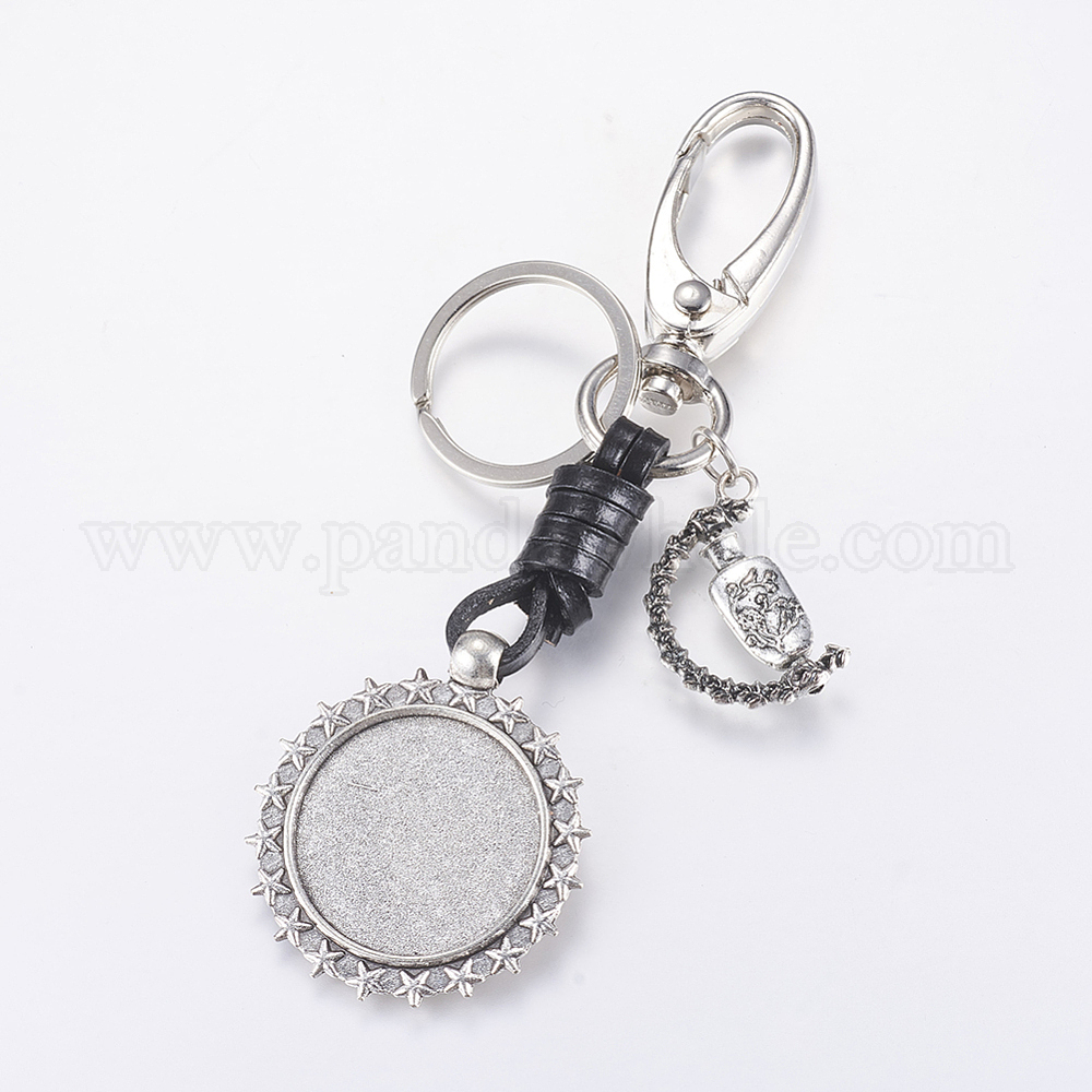 China Factory Alloy Cabochon Settings Key Chains, with Swivel Clasps ...
